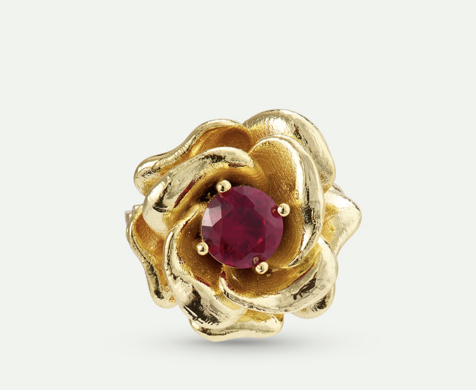 Gold Mona Lisa Rose And Pink Stone Brooch | AXRF5011 – Les Nereides