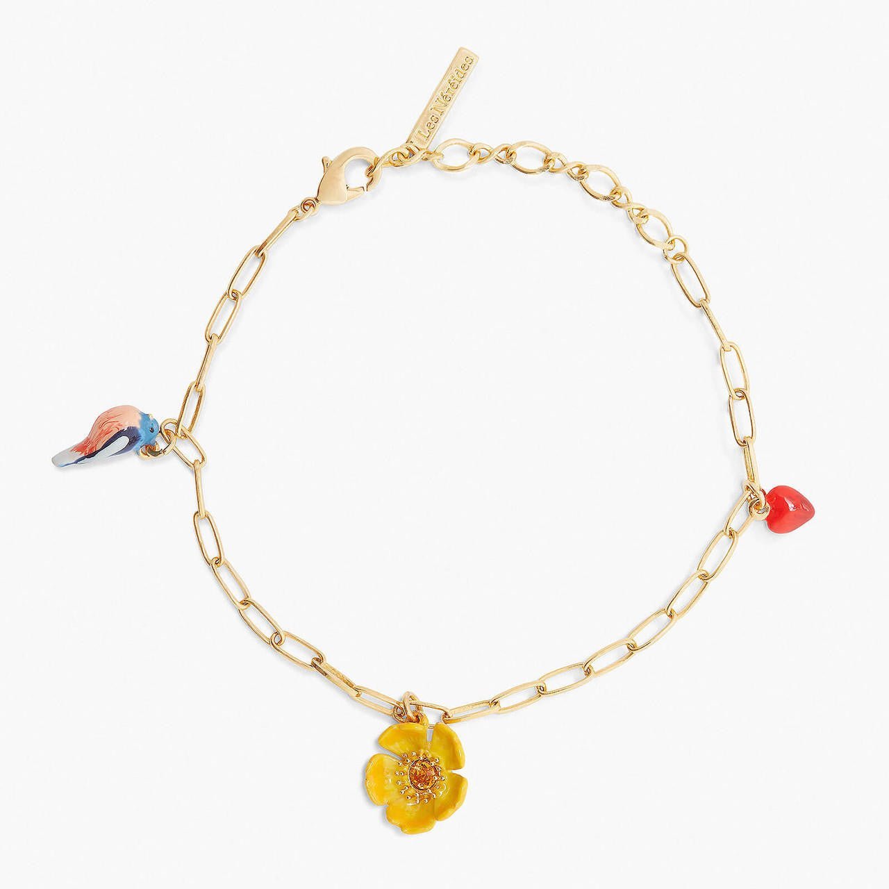 Bird, Buttercup And Heart Charm Bracelet | Les Nereides