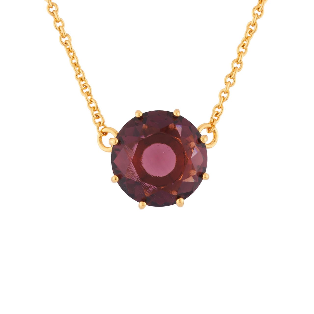 Plum Round Stone La Diamantine Pendant Necklace | Les Nereides