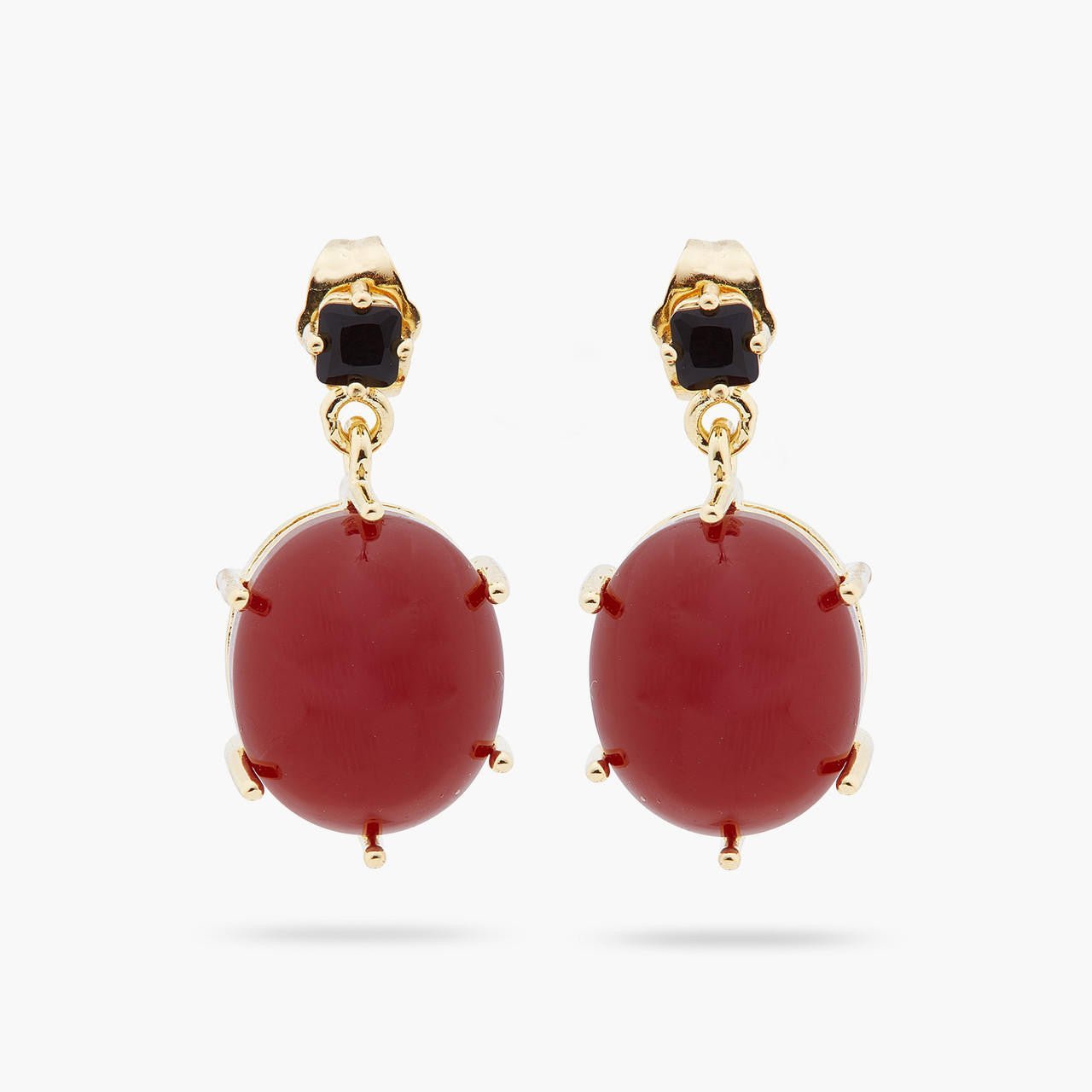 Shop Les Nereides' Stunning Red Oval Stone Earrings - Perfect for Any ...