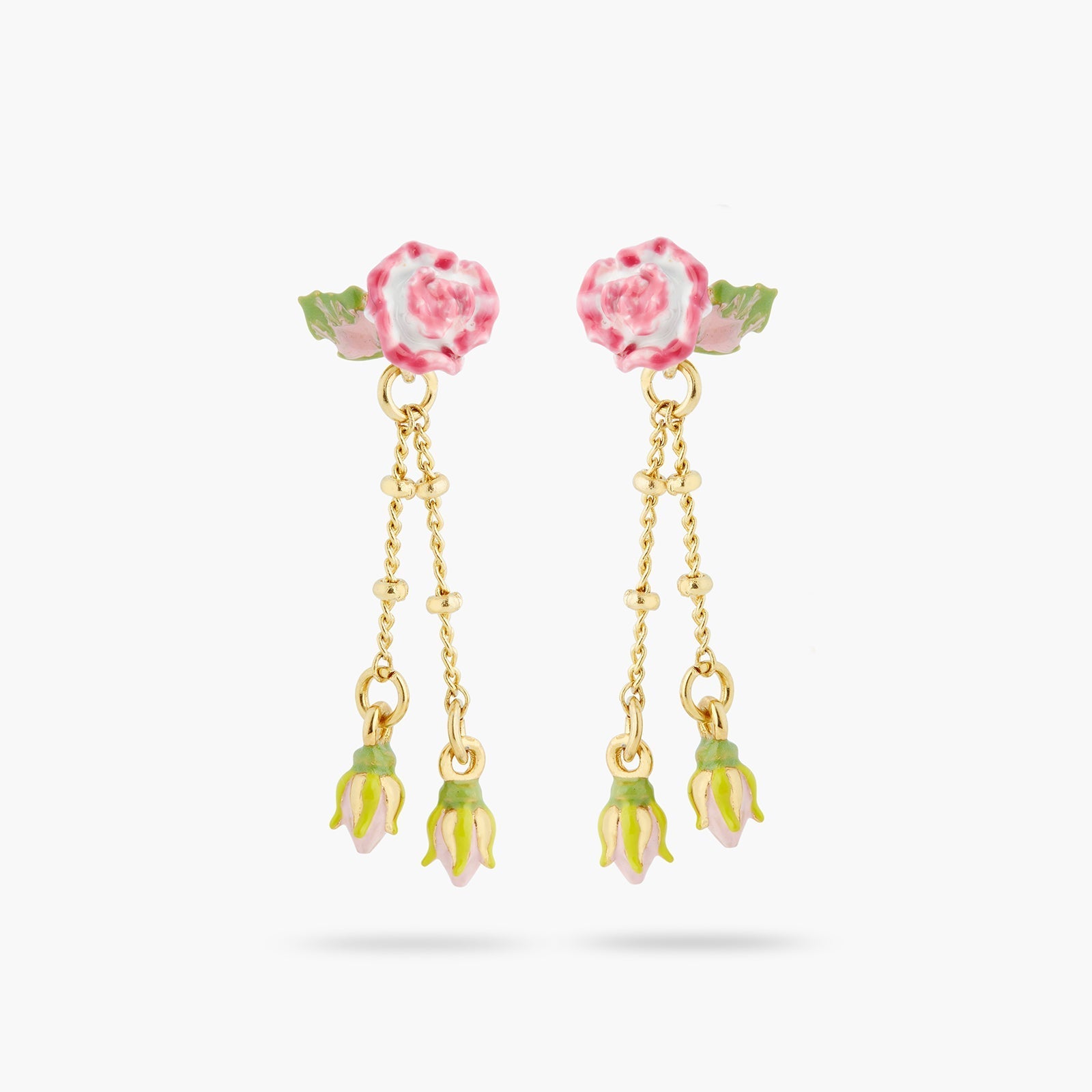 Rose and rosebud dangling earrings | ASRF1031 | Les Néréides – Les Nereides